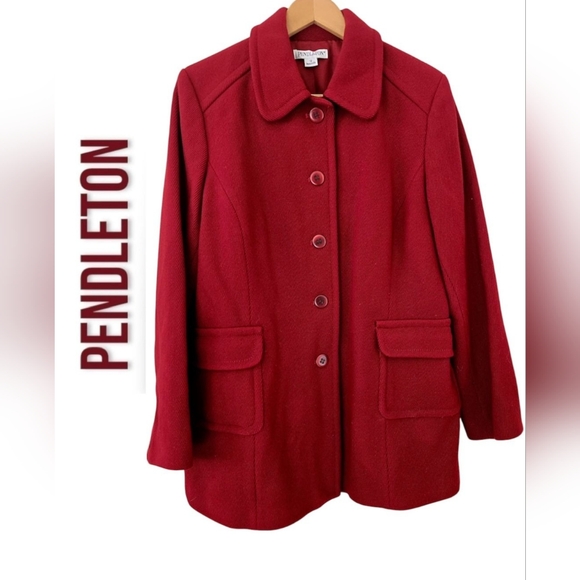 Pendleton | Jackets & Coats | Pendleton Button Front Wool Coat Dark Red Plus Size 2 Womens ...